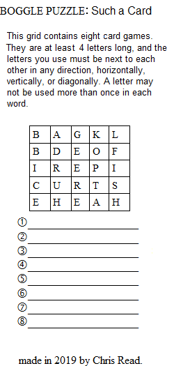 Boggle puzzles.