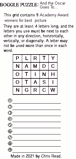 Boggle puzzles.